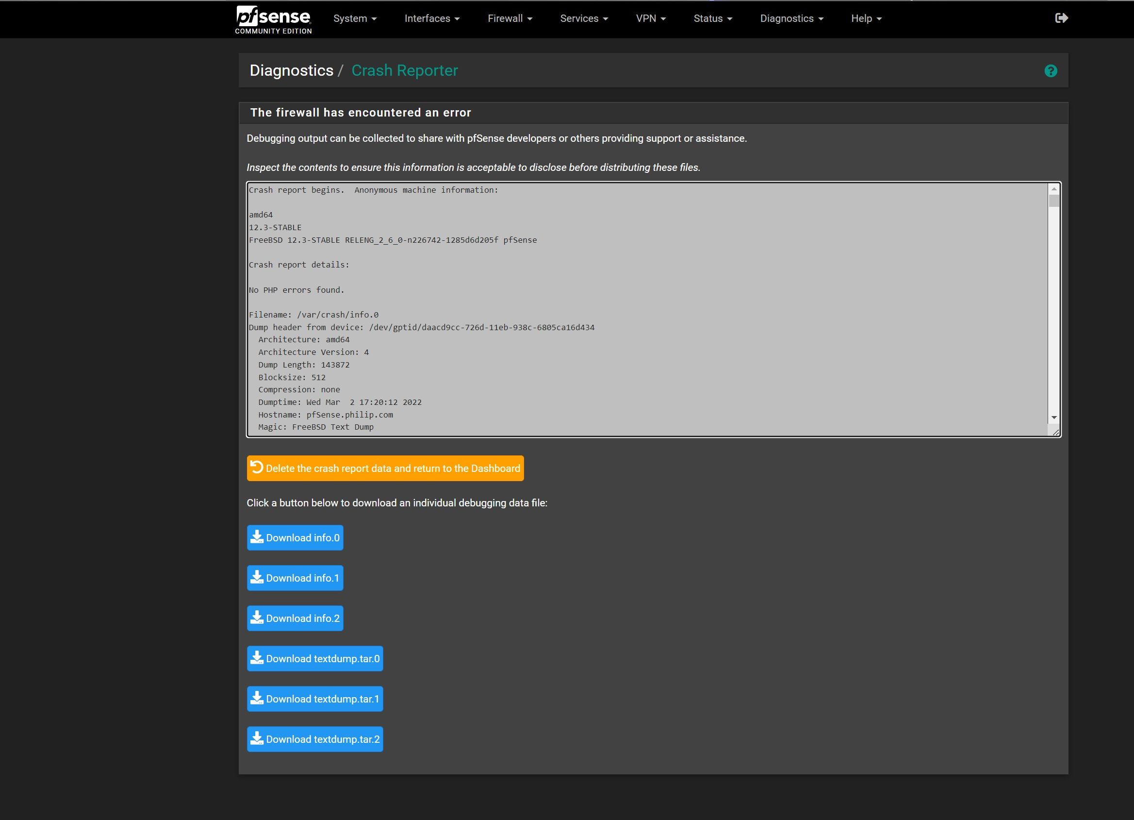 crash reports | Netgate Forum