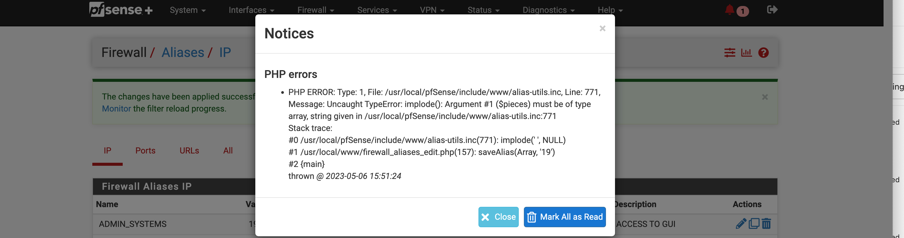 23.01 SG-2100MAX pfSense crash inside of Firewall / Aliases /Edit Dashboard | Netgate Forum