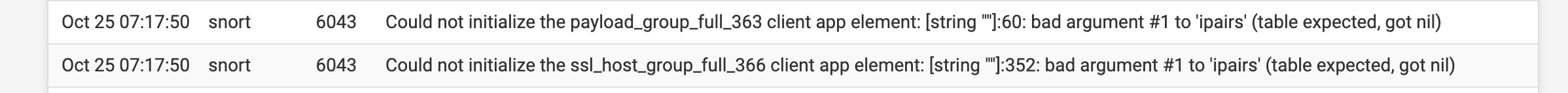 Could Not Initialize The Payload Group Full 363 Client App Element String 60 Bad Argument 1