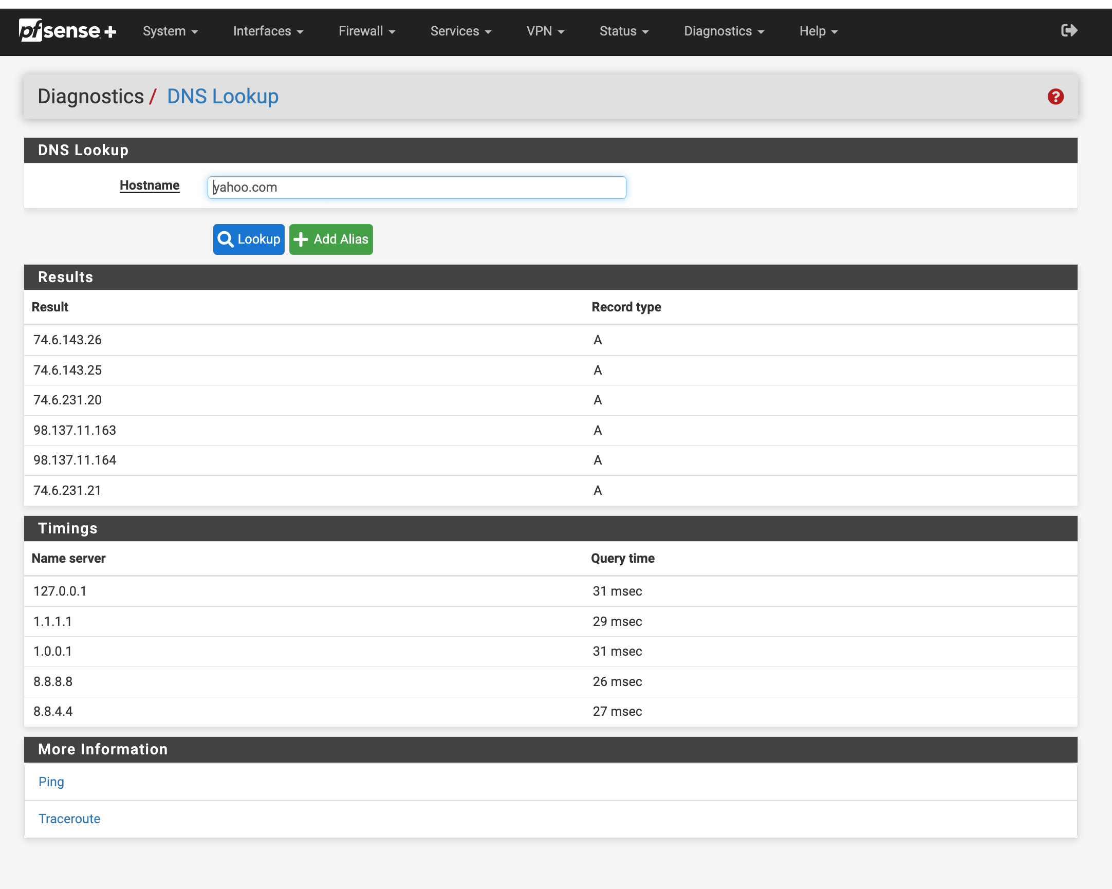 Resolved Diagnosticsdns Lookup Add Alias Netgate Forum